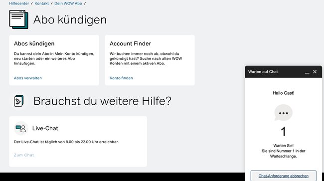WOW kündigen: So beendet ihr euer WOW-Abo